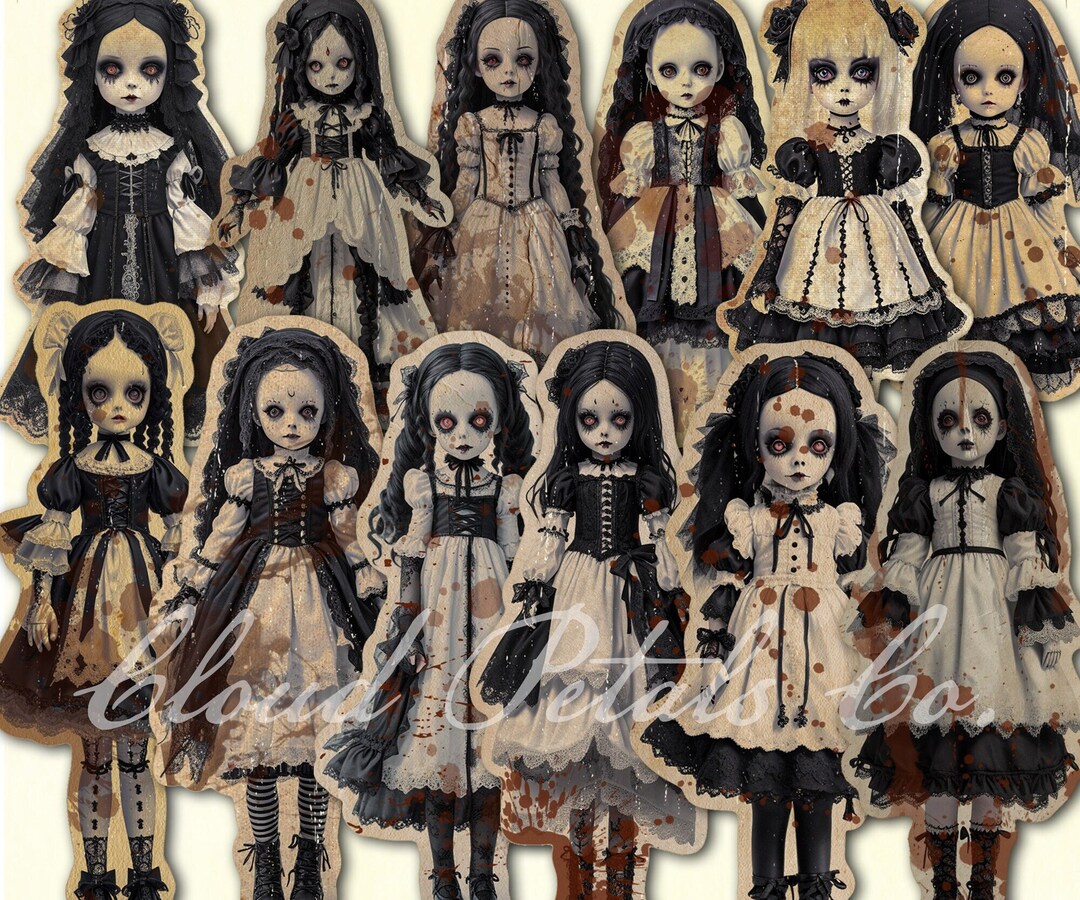 Fussy Cut Vintage Gothic Paper Dolls Printable, Halloween Gothic Decor ...