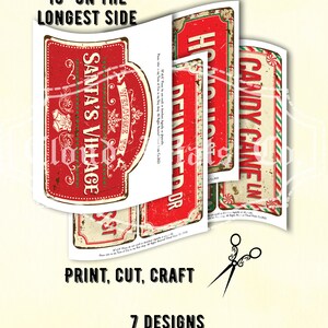 Vintage Christmas Signs, Printable Santa Village Road Signs, Retro ...