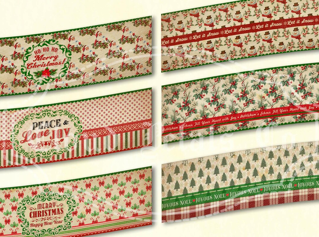 Vintage Christmas Long Labels, Printable Christmas Bottle, Tin, Jar ...