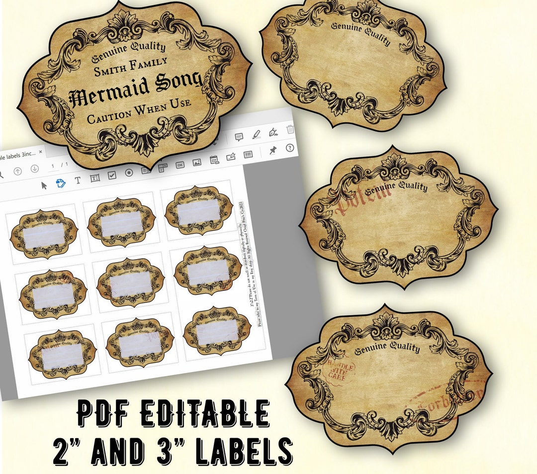 Vintage Editable Apothecary Labels Diy Blank Label Template Printable 1990