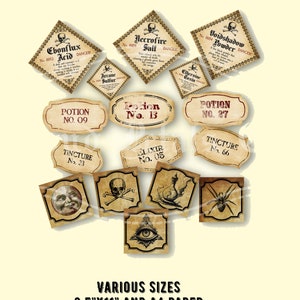 Vintage Halloween Witch Apothecary Labels, Wizard Potion Labels, Dragon ...