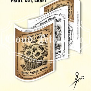 Vintage Sunflower Sign, Printable Sunflower Print, Sunflower Wall Art ...