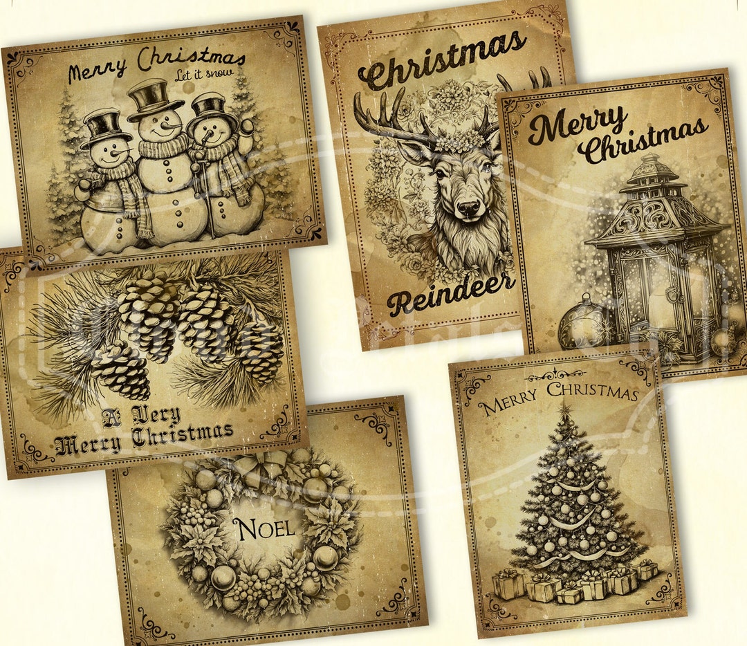 Vintage Christmas Labels Printable, Xmas Decor, Christmas Jar Labels ...