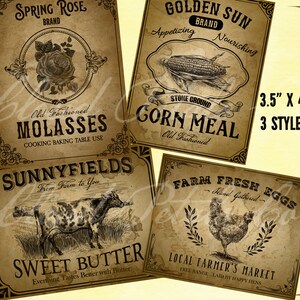 Vintage Farmhouse Kitchen Labels: Printable Pantry Jar Decor (digital ...