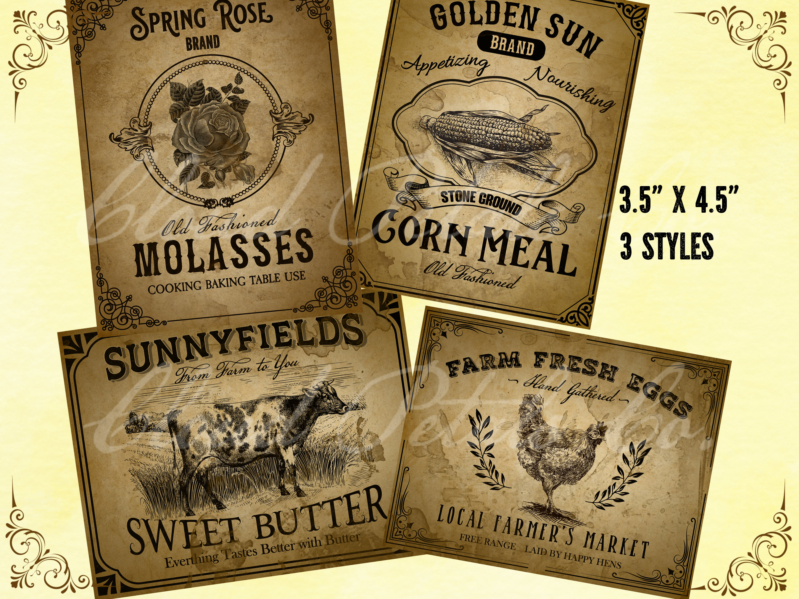 Vintage Farmhouse Kitchen Labels: Printable Pantry Jar Decor (digital ...