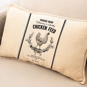 Chicken Feed Sign, Burlap Print, Printable Vintage Kitchen Wall Art ...