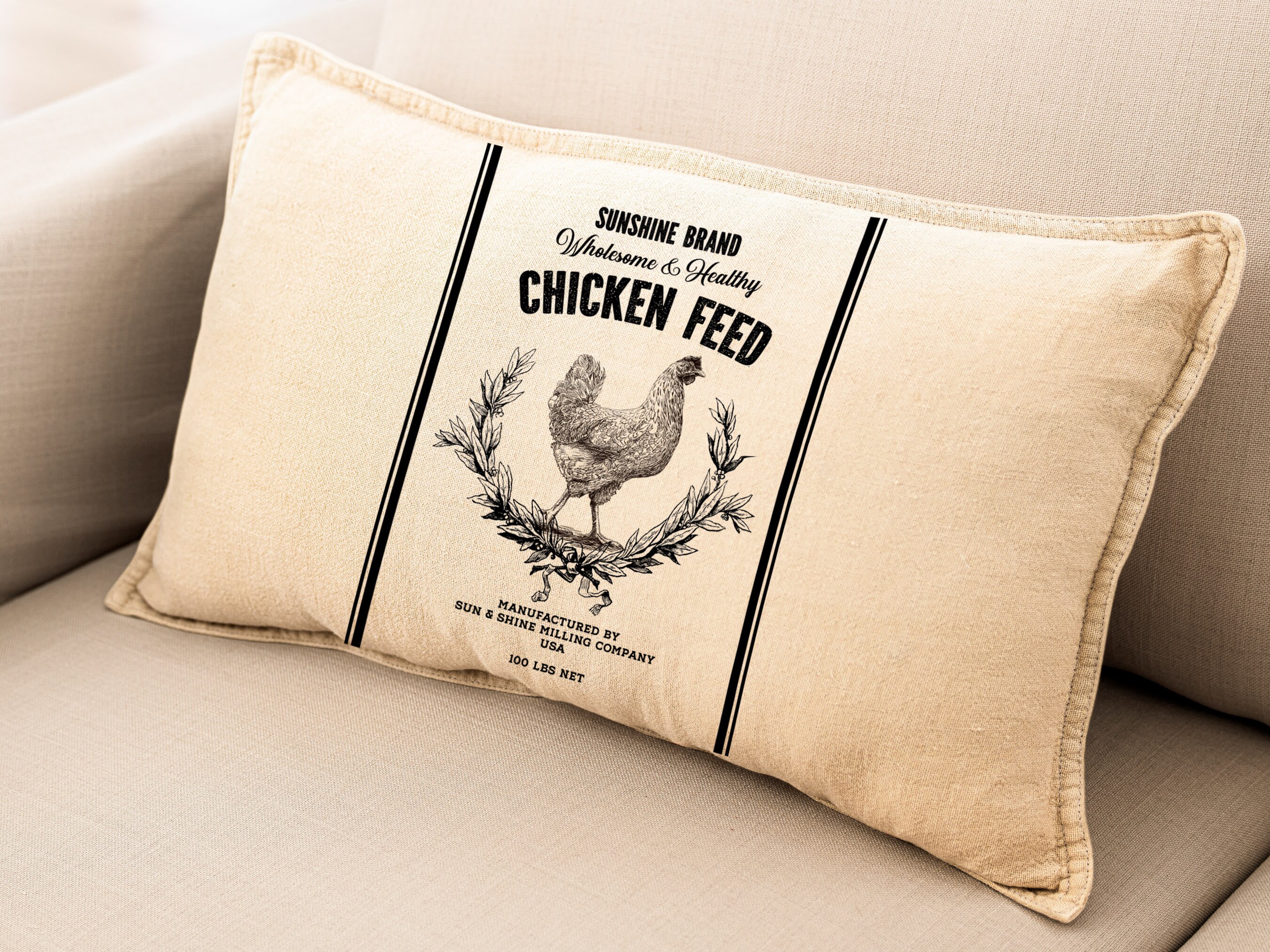 Chicken Feed Sign, Burlap Print, Printable Vintage Kitchen Wall Art ...