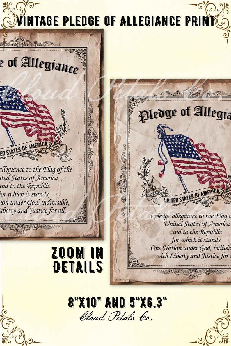 Vintage Pledge of Allegiance Printable Fourth of July Images - Etsy