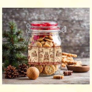 Vintage Christmas Bottle Labels, Long Jar Labels, Xmas Decor (digital ...