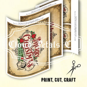 Vintage Merry Christmas Sign, Wall Art, Printable Xmas Wall Decor, Vintage Lettering, Merry ...