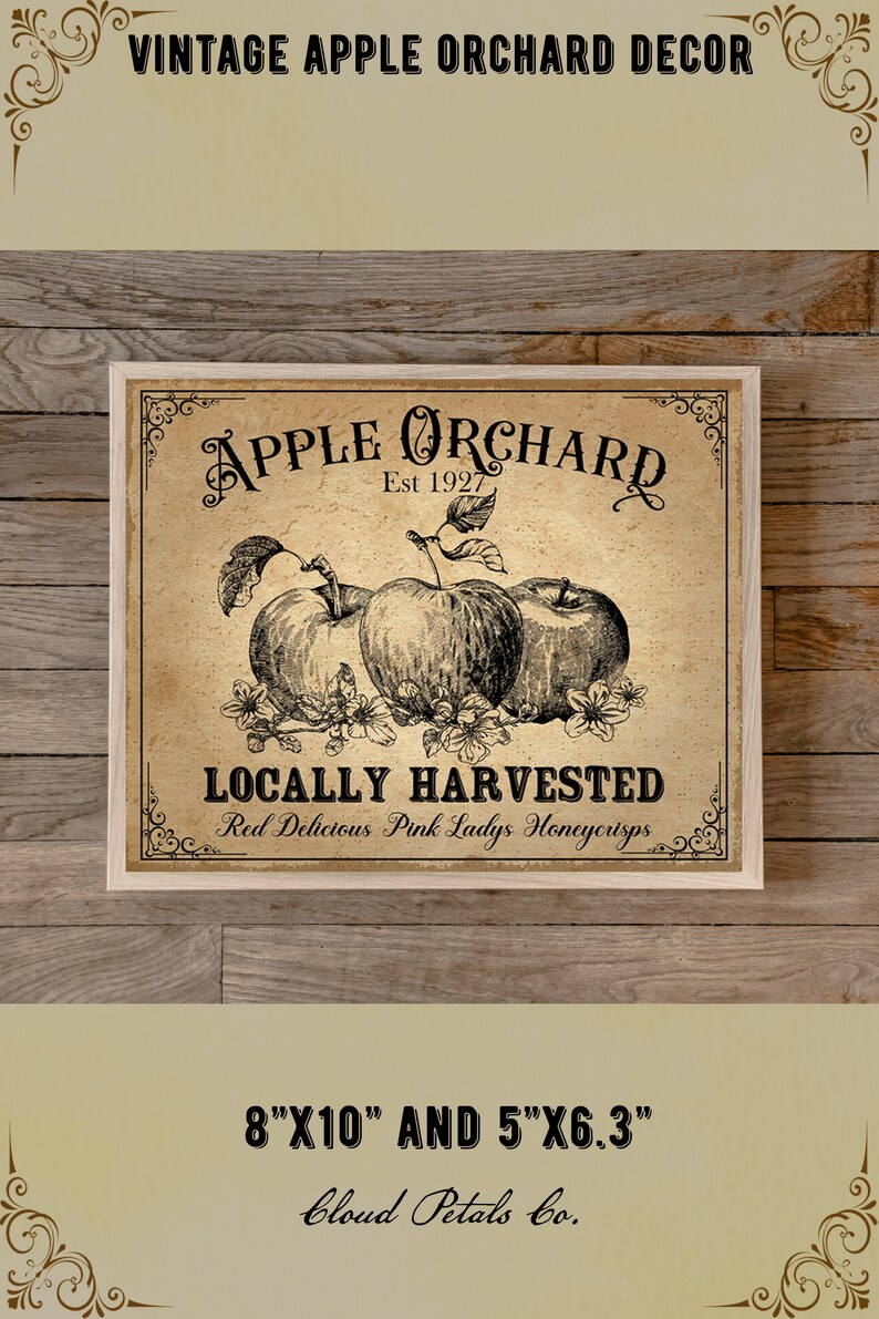 Vintage Apple Farm Sign Apple Orchard Printable Vintage - Etsy