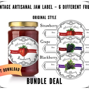 Jam Labels Bundle, Editable Label Mixed Fruit, Canning Jar Label ...