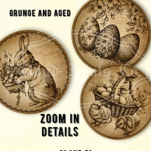 Vintage Easter Round Tags, Printable Easter Decor, 3" and 2" Round Tags ...