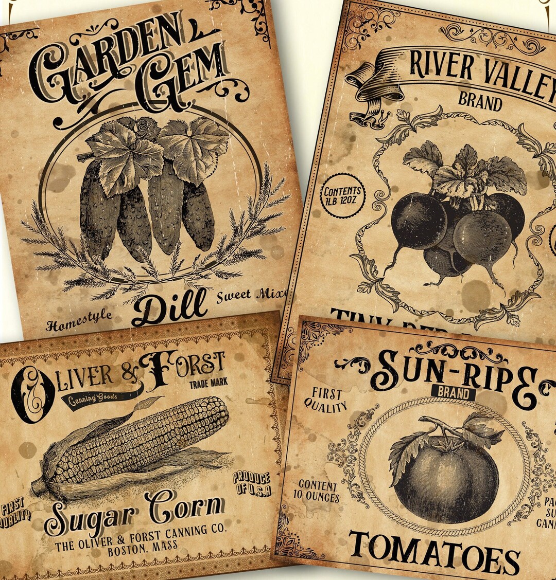 Vintage Kitchen Label, Vegetable Label Printable, Garden Label, Canning ...