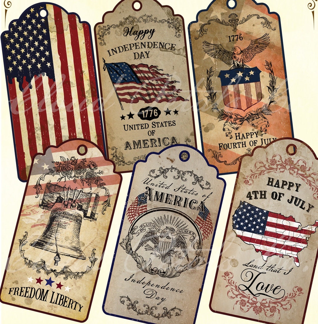 4th of July Printable, Fourth of July Party Tags, Patriotic America ...