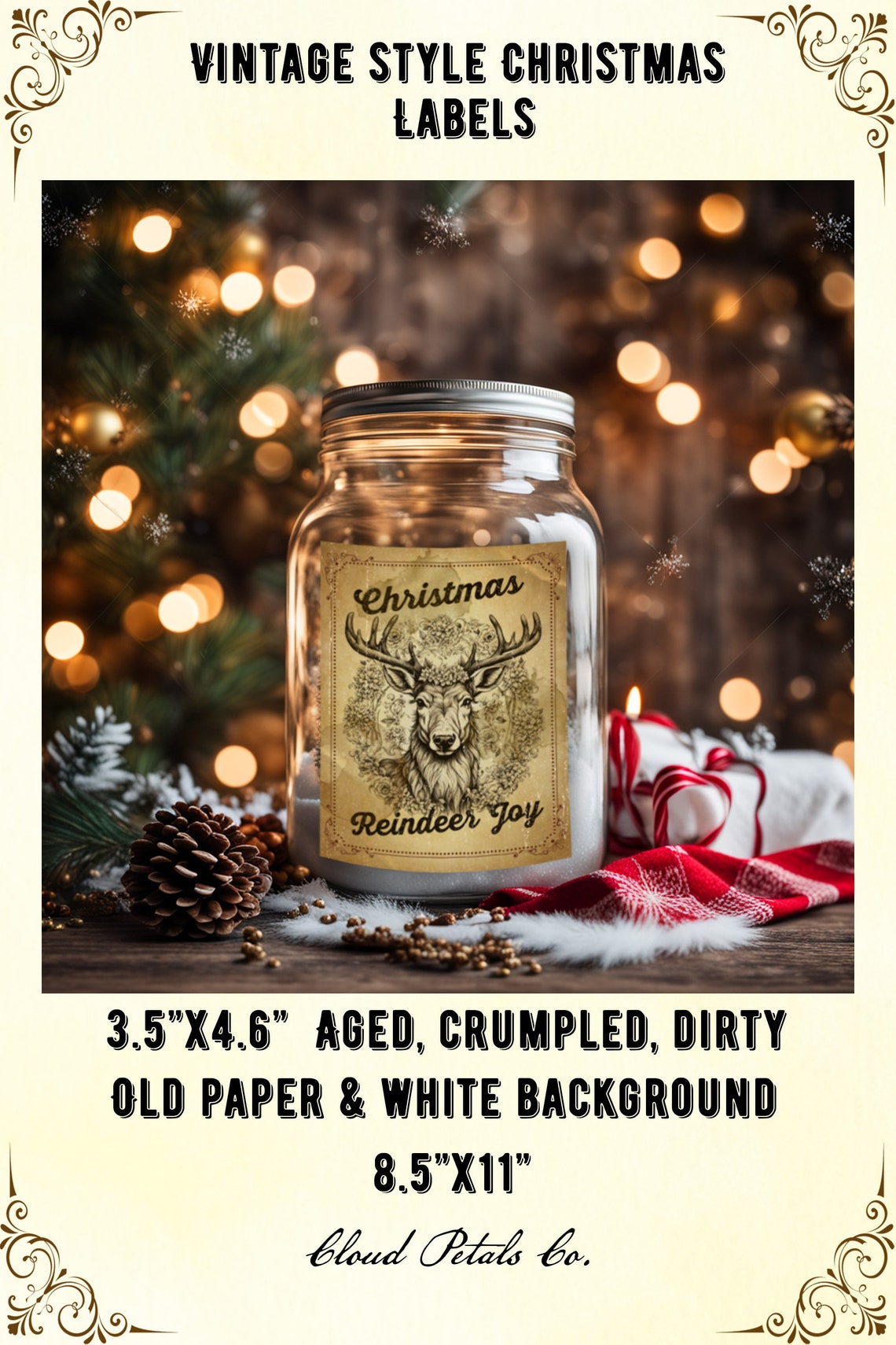 Vintage Christmas Labels Printable, Xmas Decor, Christmas Jar Labels ...