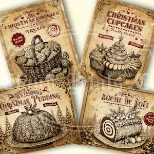 Old Christmas Bakery Labels Printable, Vintage Xmas Decor, Christmas ...