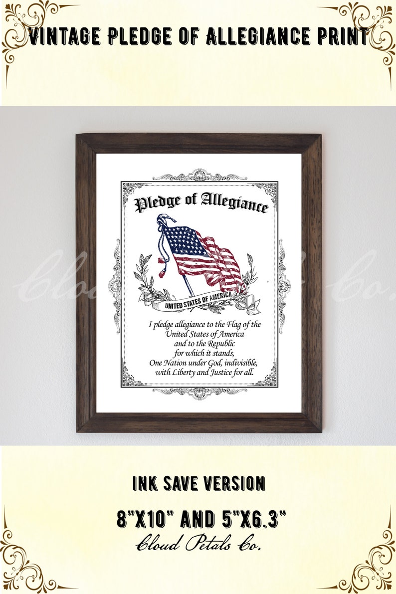 Vintage Pledge of Allegiance Printable Fourth of July Images - Etsy