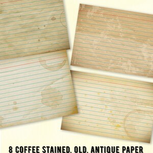 Grunge Coffee Stained Lined Paper Printable, 4x6 Blank Lined Journal ...