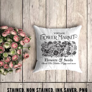 Vintage Flower Market Sign, Poster, Botanical Wall Art, Flowers Sketch ...