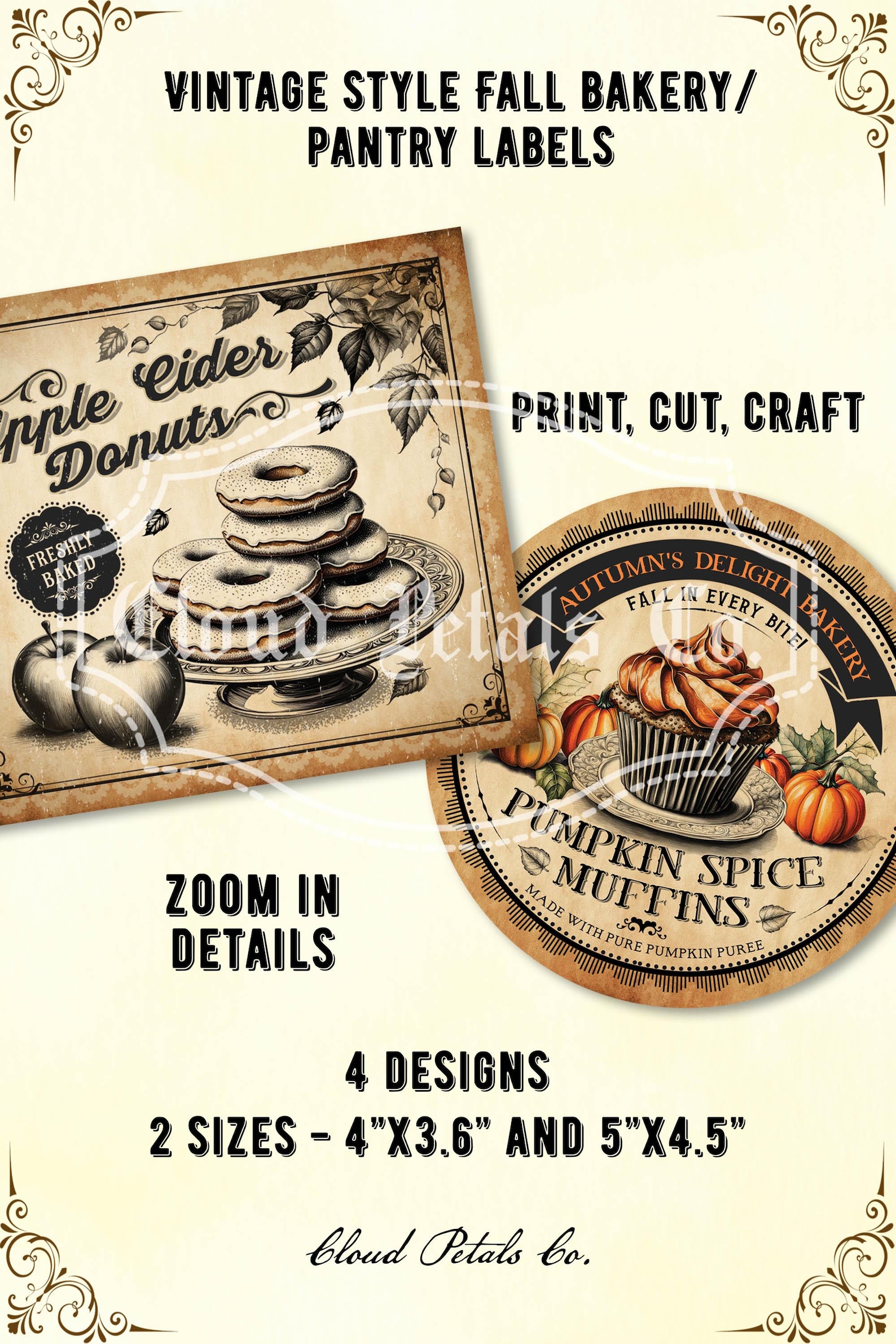 Vintage Fall Pantry Labels: Pumpkin Spice, Apple Cider (digital ...