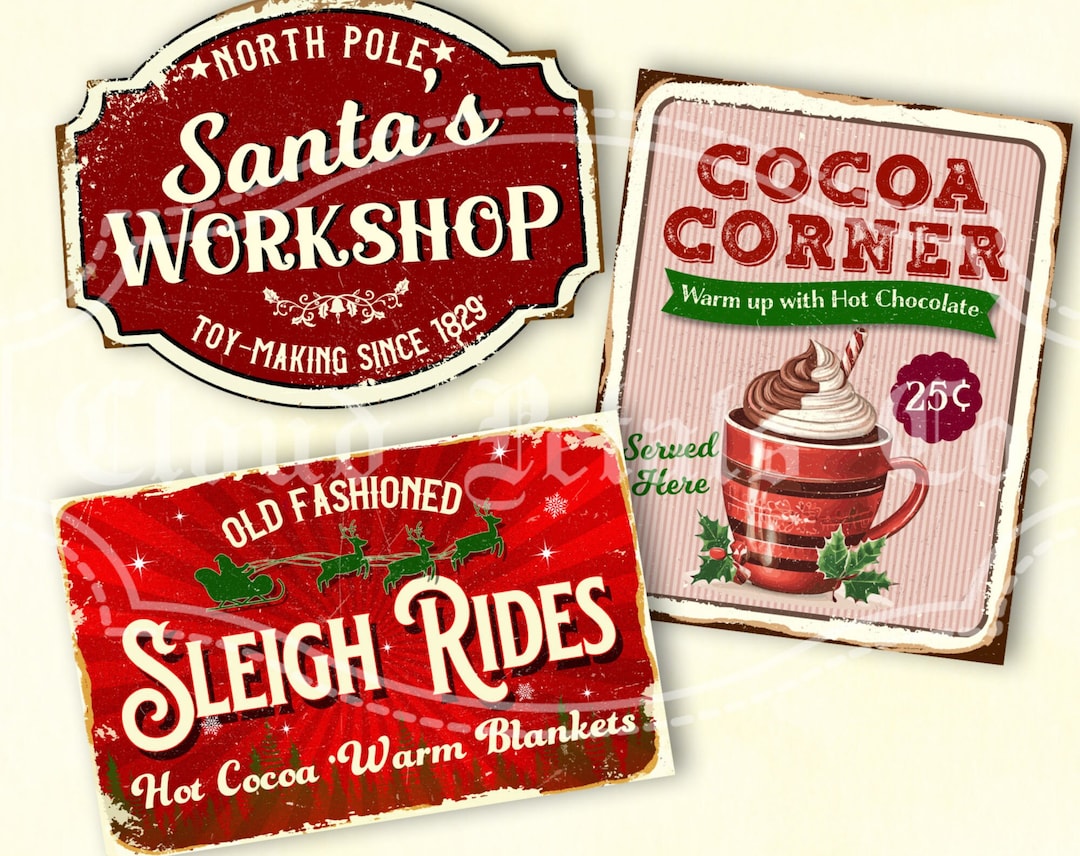 Vintage Christmas Signs Printable Retro Art Retro Christmas - Etsy