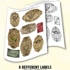 Vintage Steampunk Halloween Labels Printable #2, Steampunk Apothecary ...