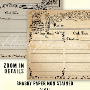 Vintage Recipe Card Printable, Old Fashioned Journal (digital Download ...