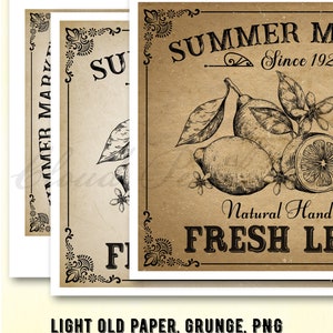 Vintage Lemon Farm Fresh Sign Printable, Lemon Sign Wall Art Print ...