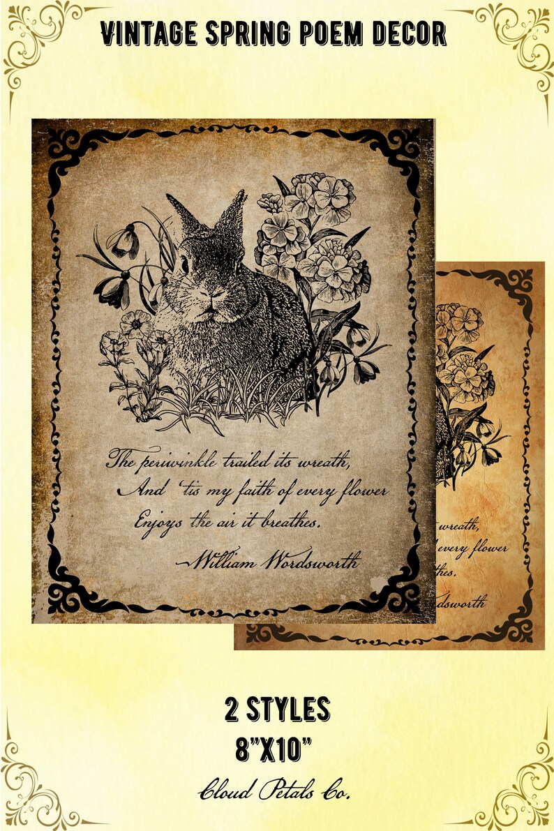 Vintage Rabbit Poem Print, Primitive Easter Decor (digital Download) - Etsy