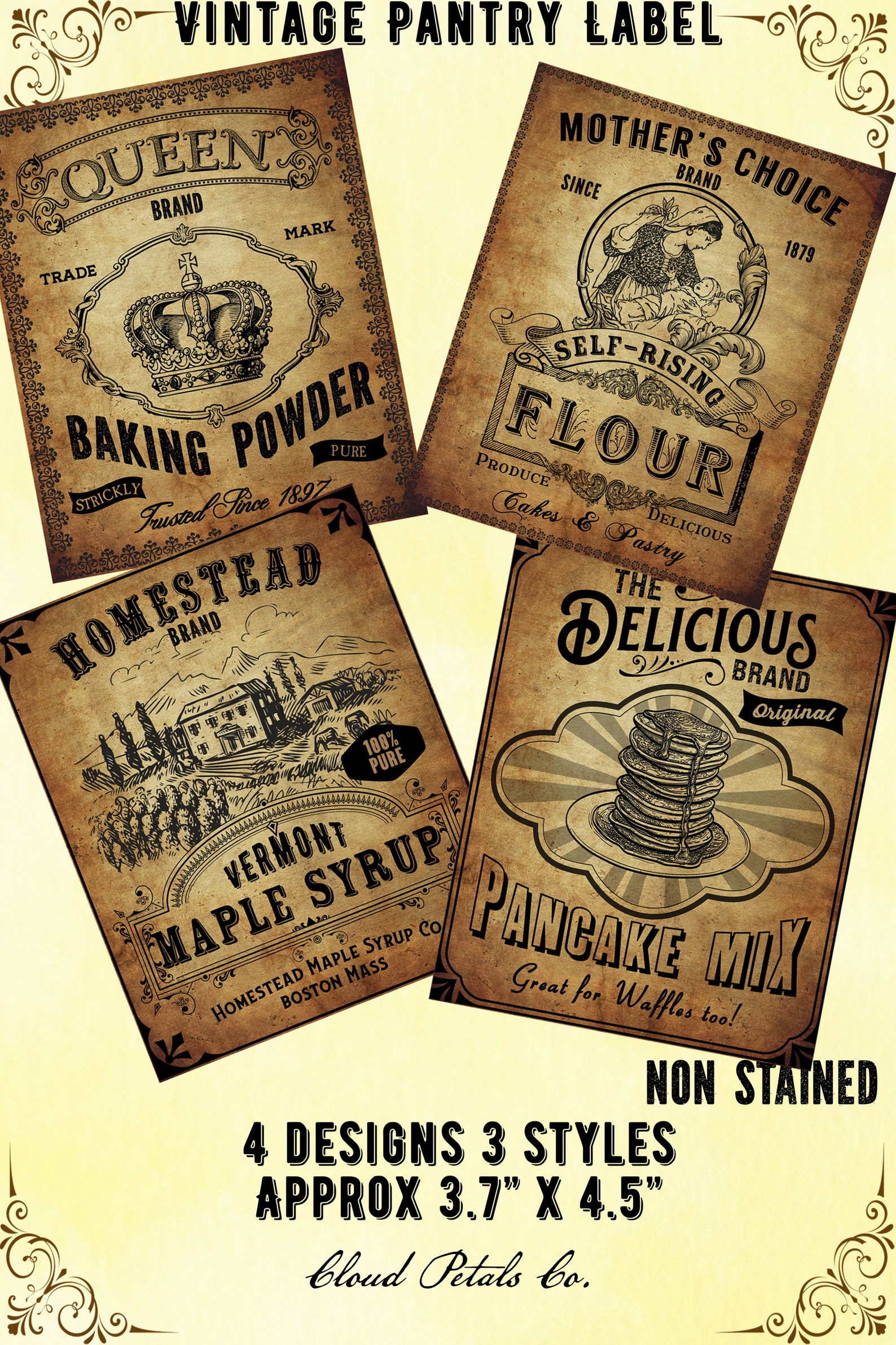 Vintage Pantry Baking Label Country Kitchen Decor Primitive - Etsy UK