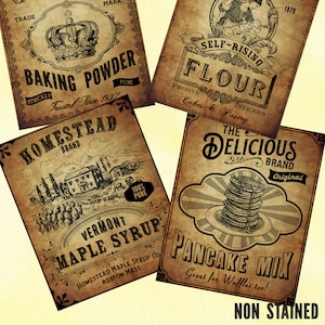 Vintage Pantry Baking Label Country Kitchen Decor Primitive Decor Craft ...