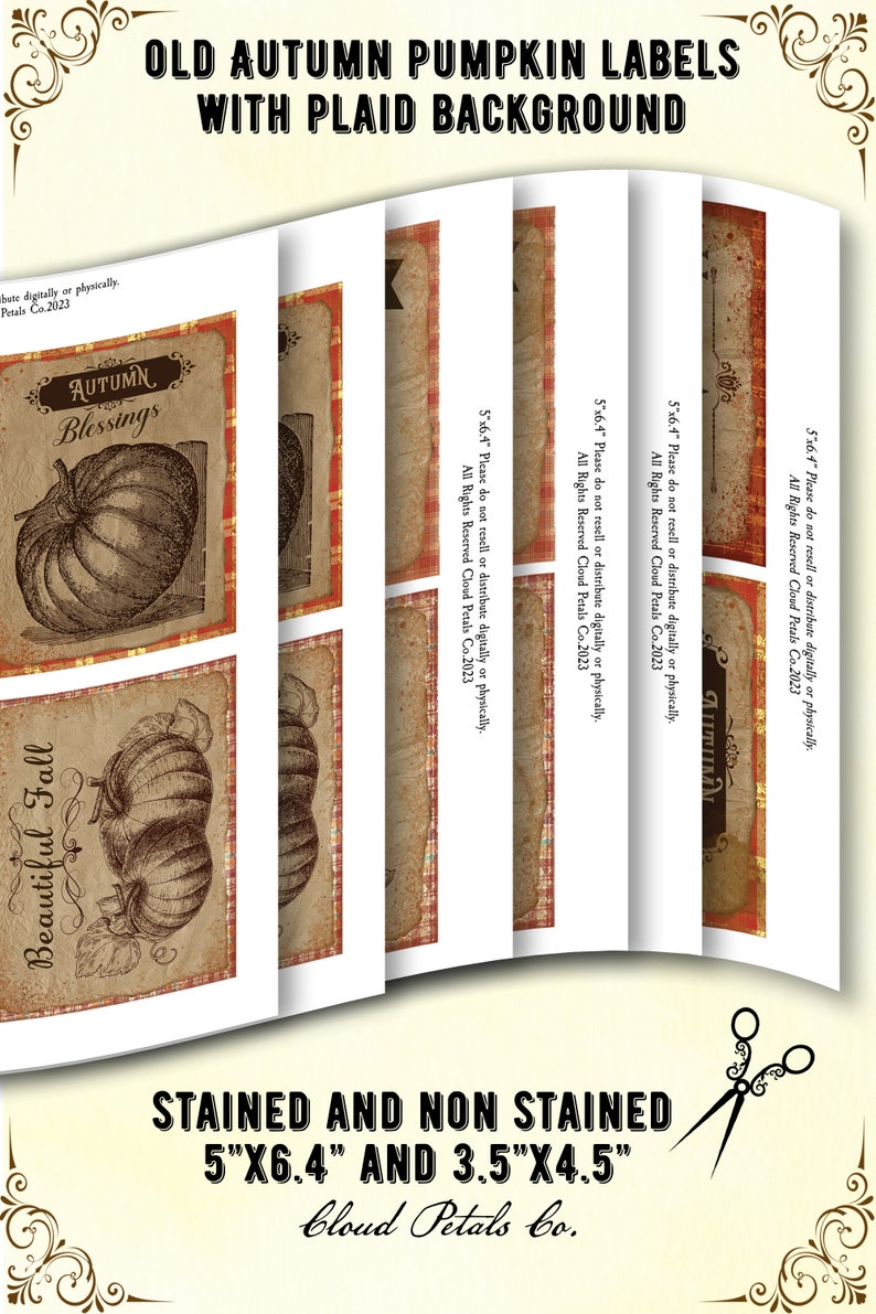 Vintage Fall Printable Thanksgiving Pumpkin Tag Autumn - Etsy