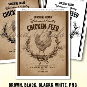 Chicken Feed Sign, Burlap Print, Printable Vintage Kitchen Wall Art ...