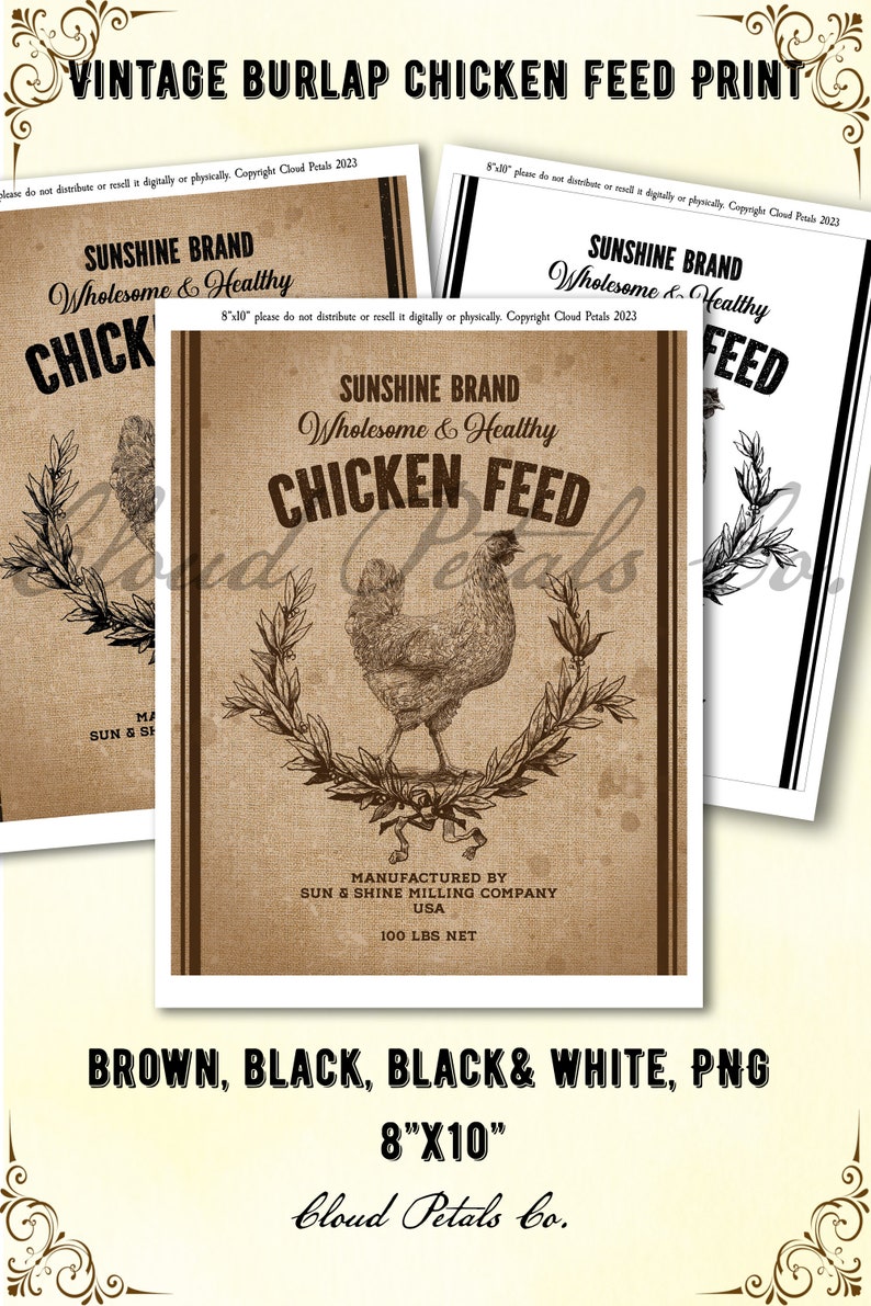 Chicken Feed Sign Burlap Print Printable Vintage Kitchen - Etsy