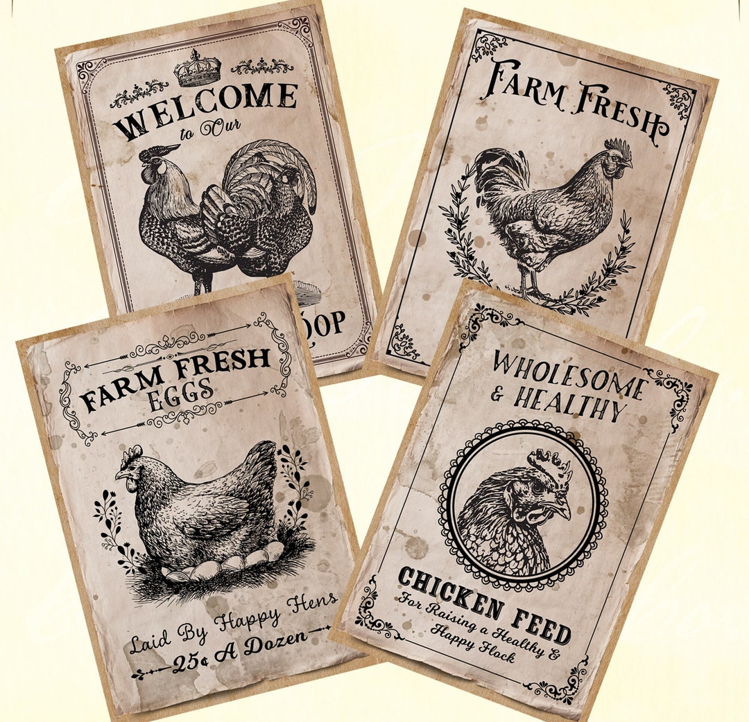 Farmhouse Tags, Farm Fresh Eggs Tags, 3.5"x5" Chicken Coop Decor ...