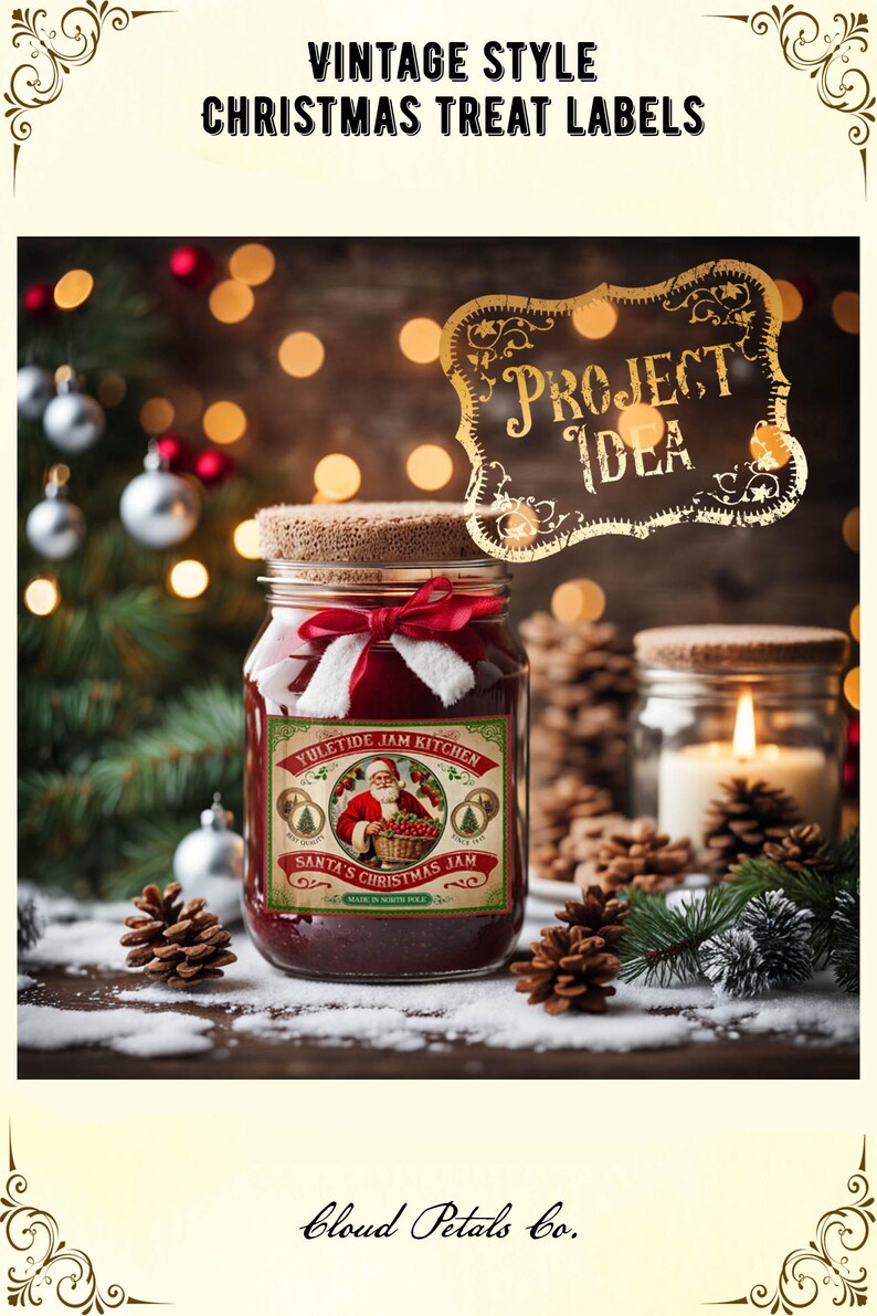 Vintage Christmas Treat Labels, Printable Christmas Kitchen Decor ...