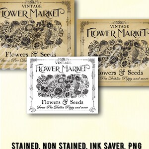 Vintage Flower Market Sign, Poster, Botanical Wall Art, Flowers Sketch ...
