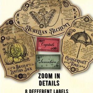 Vintage Steampunk Halloween Labels Printable #2, Steampunk Apothecary ...