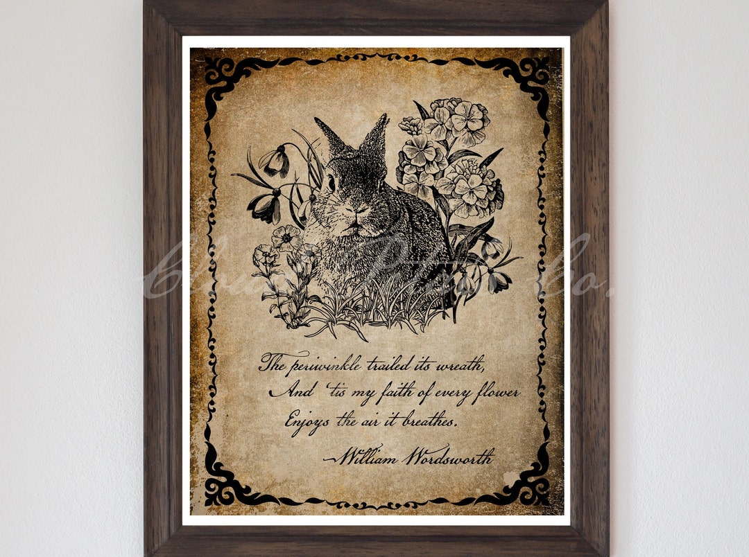 Vintage Spring Poem Rabbit Print, Primitive Easter Bunny Image ...