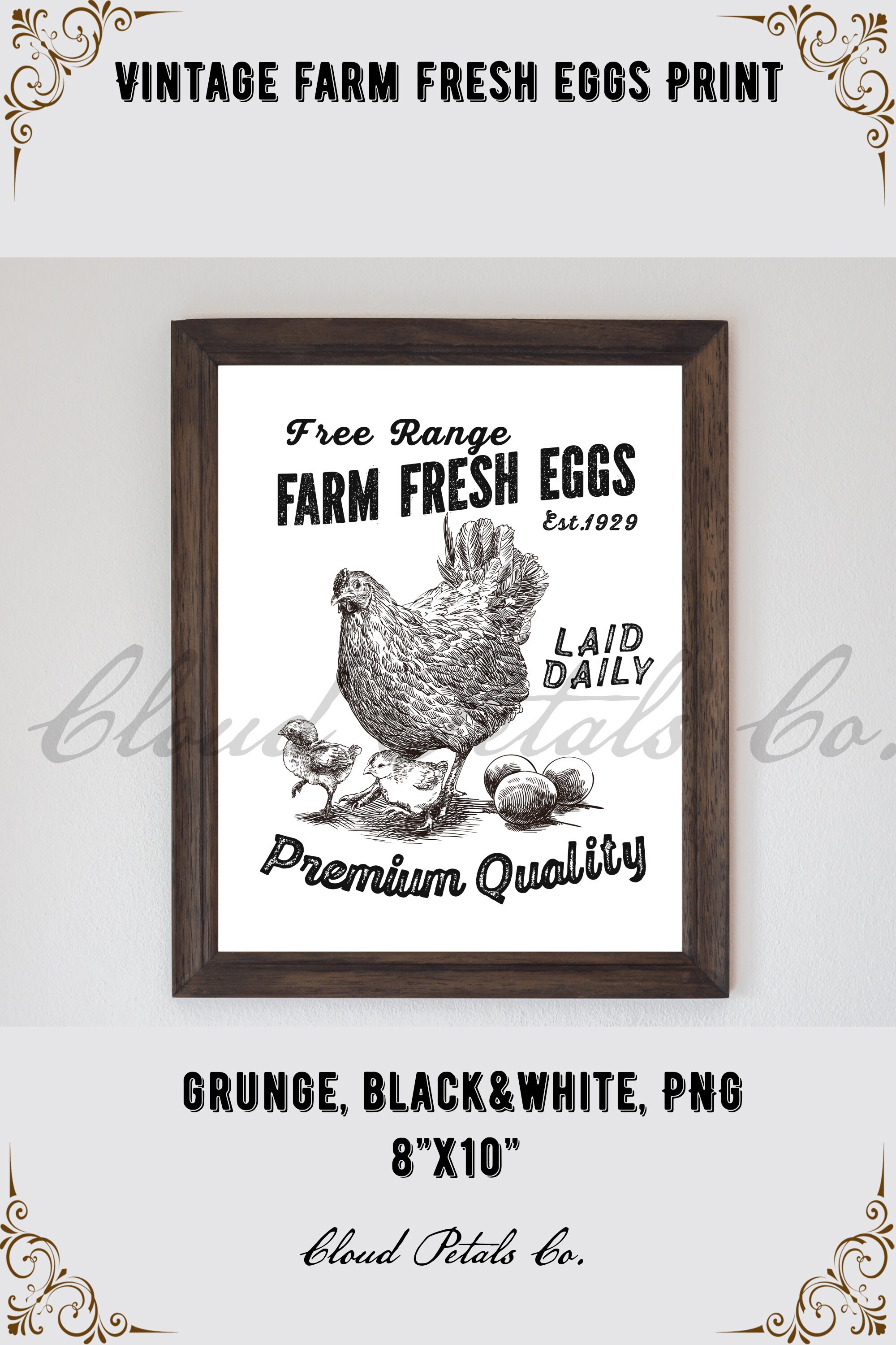 Farm Fresh Eggs Chicken Sign, Vintage Kitchen Art (digital Download) - Etsy