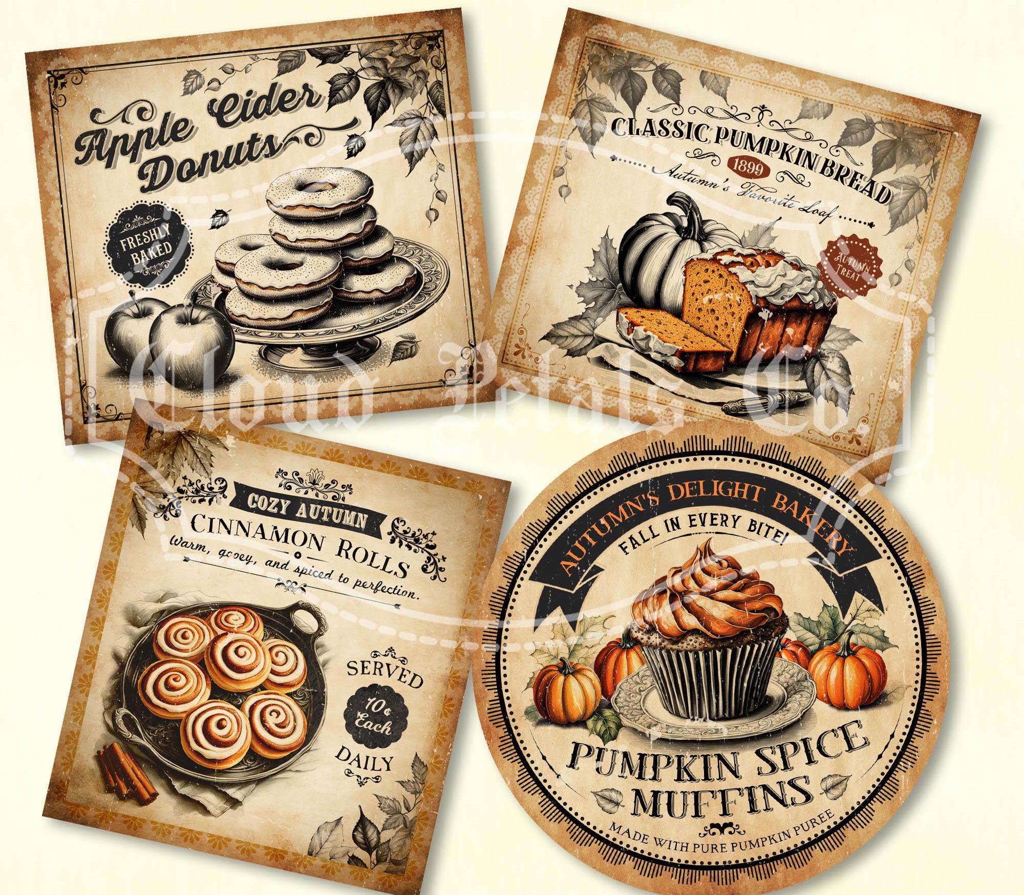 Vintage Fall Pantry Labels: Pumpkin Spice, Apple Cider (digital ...