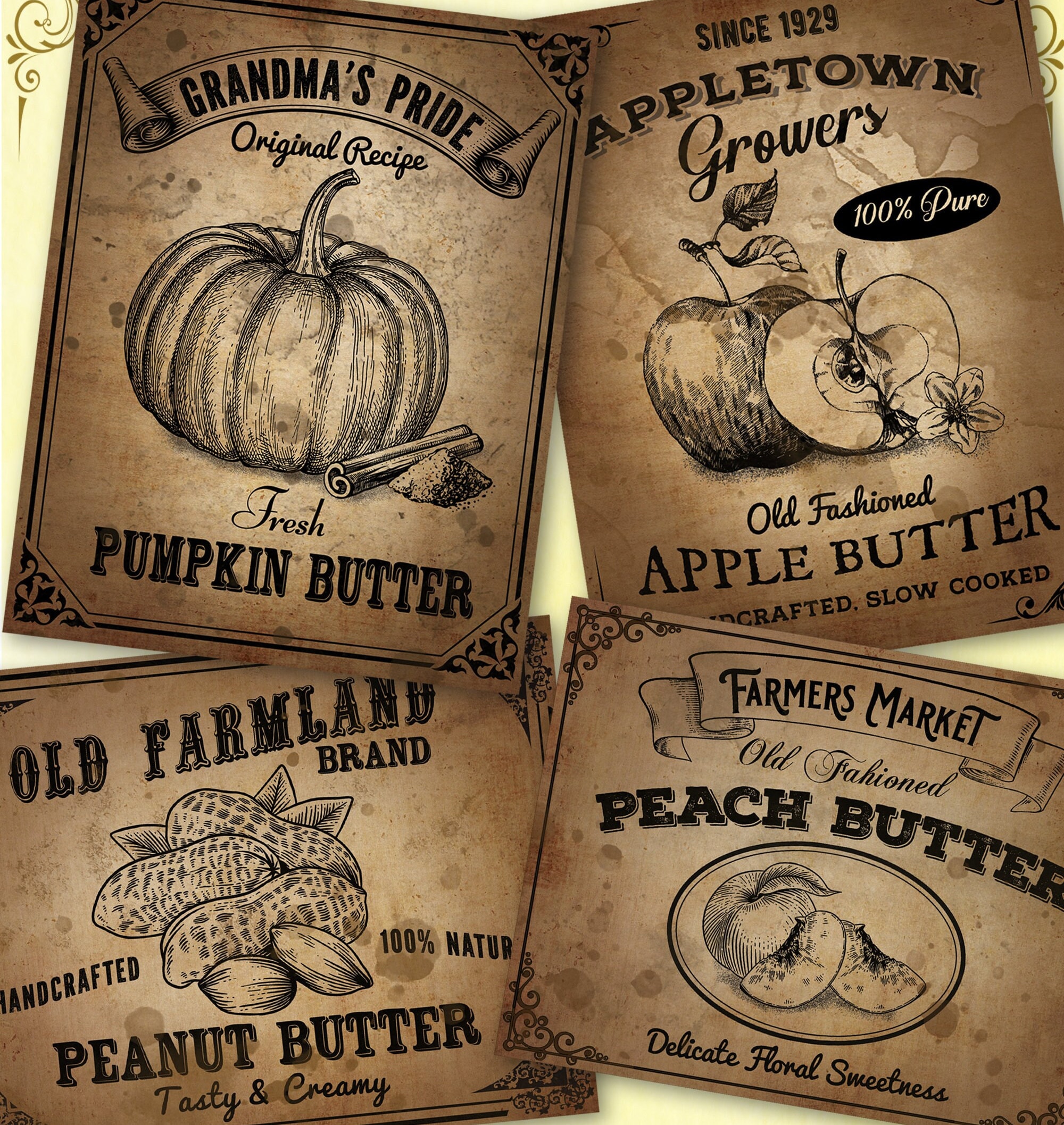 Vintage Pantry Labels Kitchen Country Primitive Decor Craft Labels ...