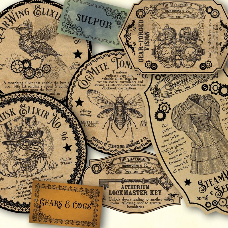 Steampunk Labels - Etsy
