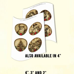 Vintage Christmas Round Tags, Printable Xmas Decor (digital Download ...