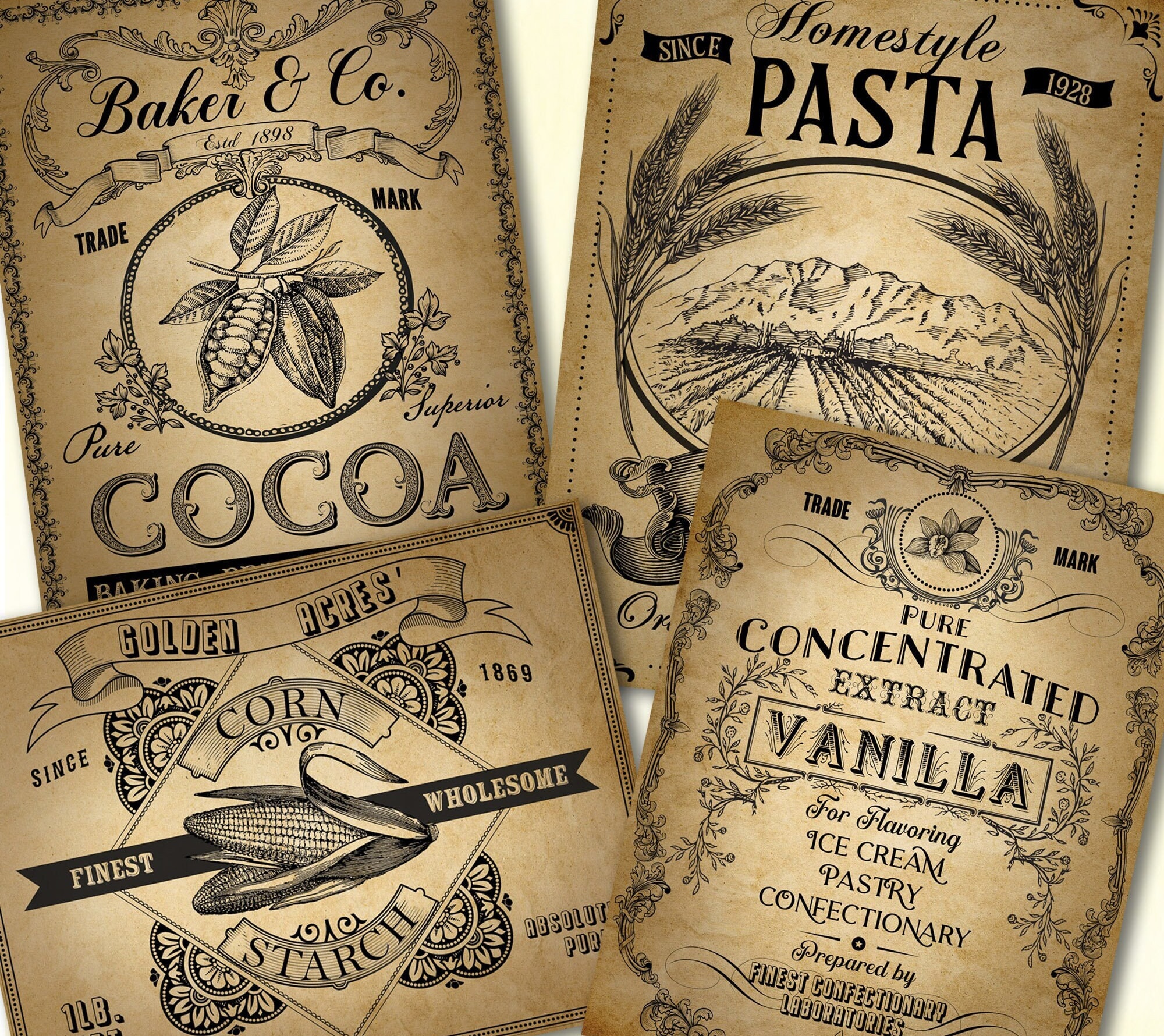 Vintage Kitchen Pantry Label Printable Baking Labels for - Etsy