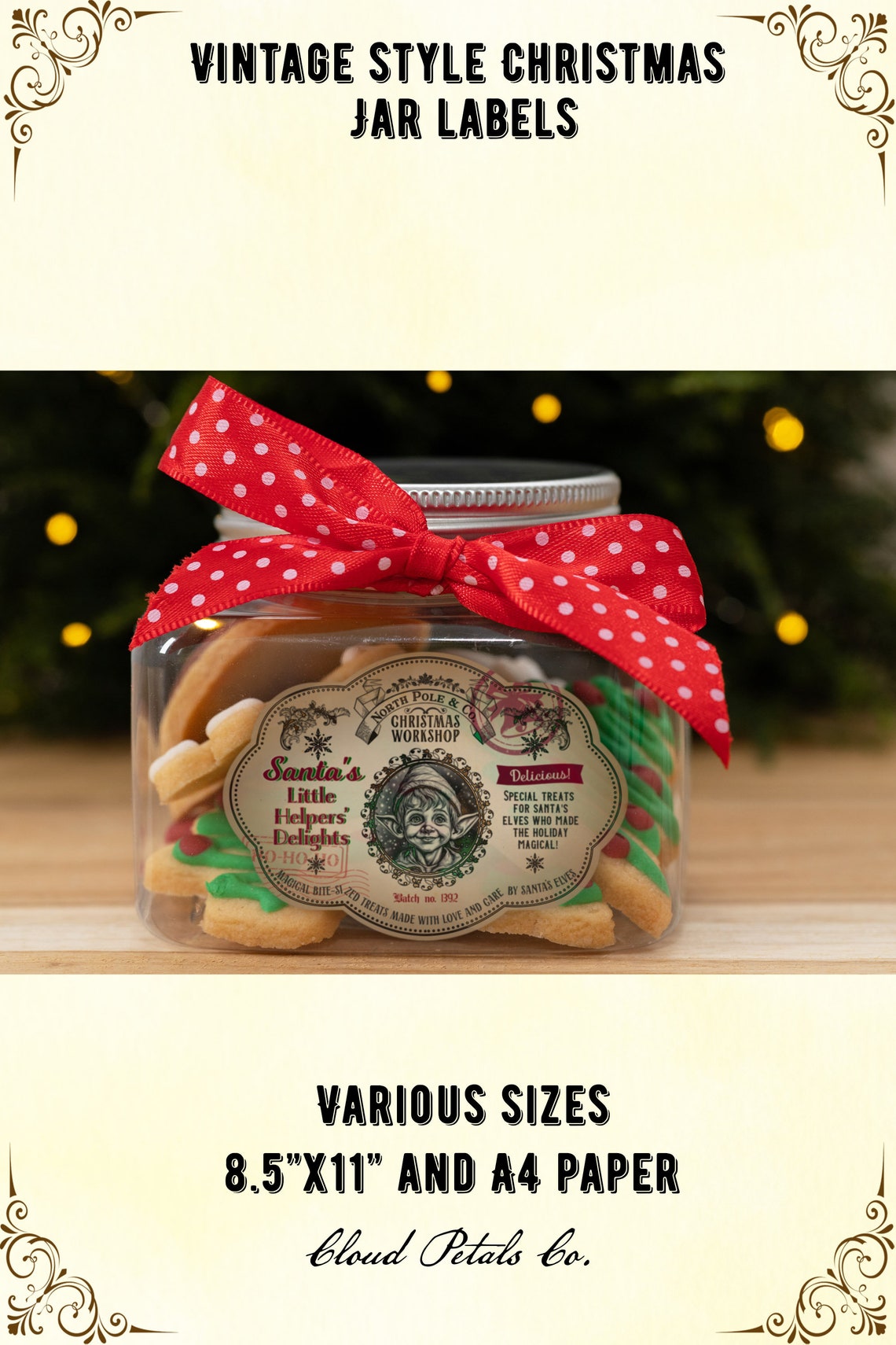 Vintage Christmas Jar Labels: Printable Santa Xmas Tags (digital ...