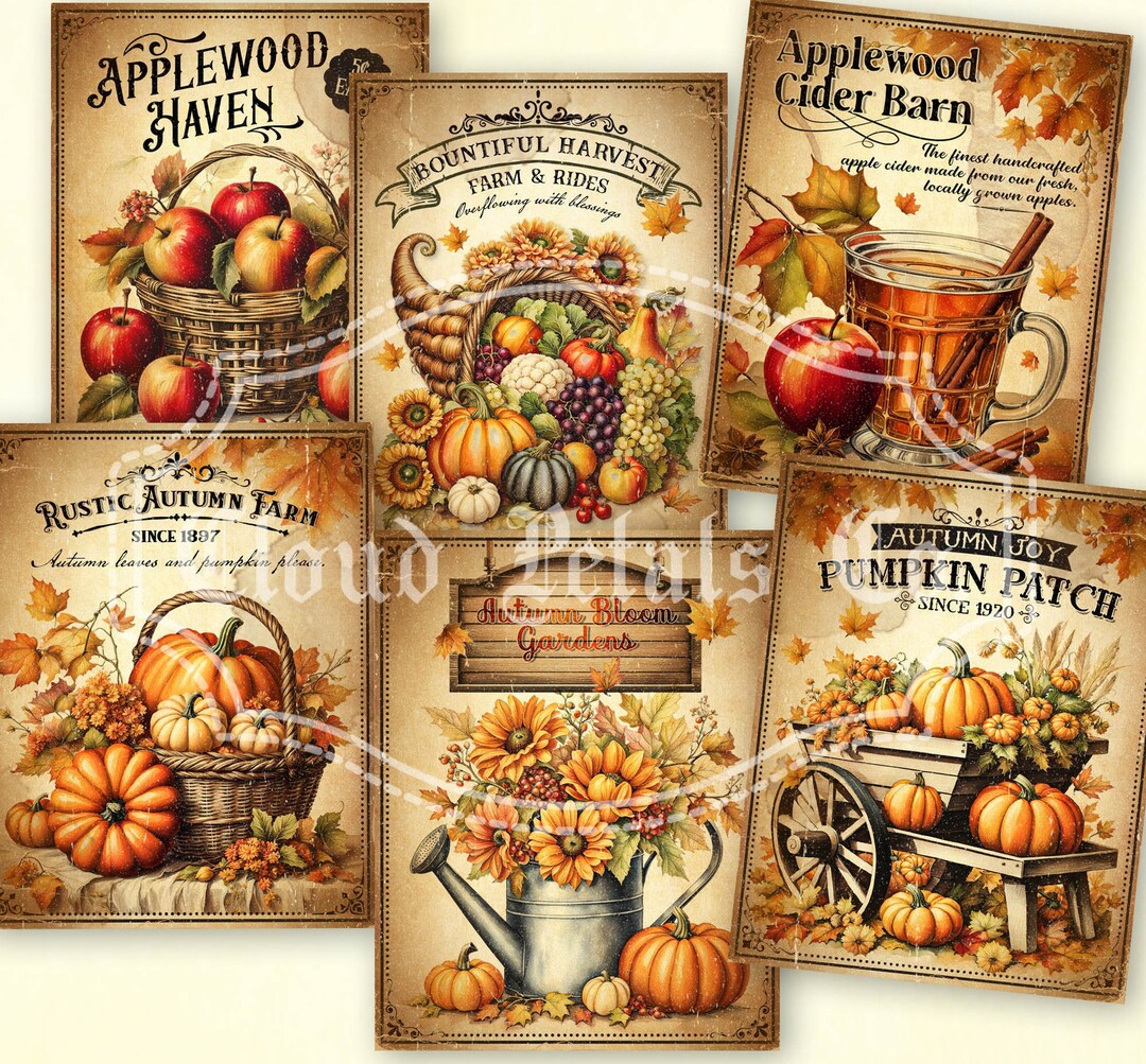 Vintage Fall Tags, Vintage Autumn Decor Printable, Farmhouse Fall ...