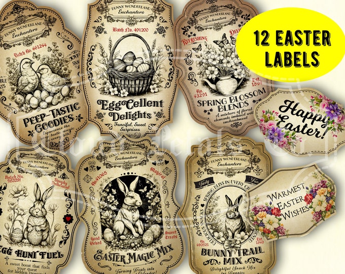 Primitive Easter Labels, Country Store Easter, Primitive Easter Tags ...