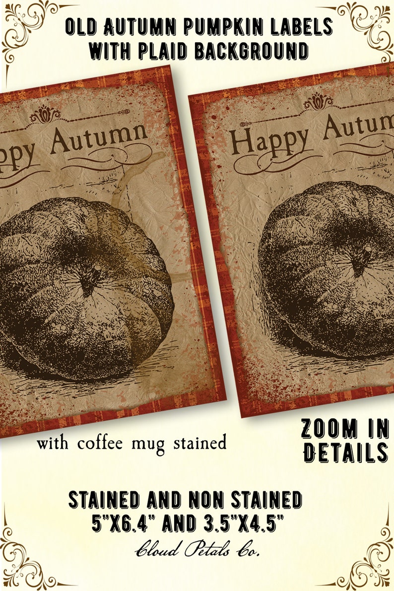 Vintage Fall Printable Thanksgiving Pumpkin Tag Autumn - Etsy